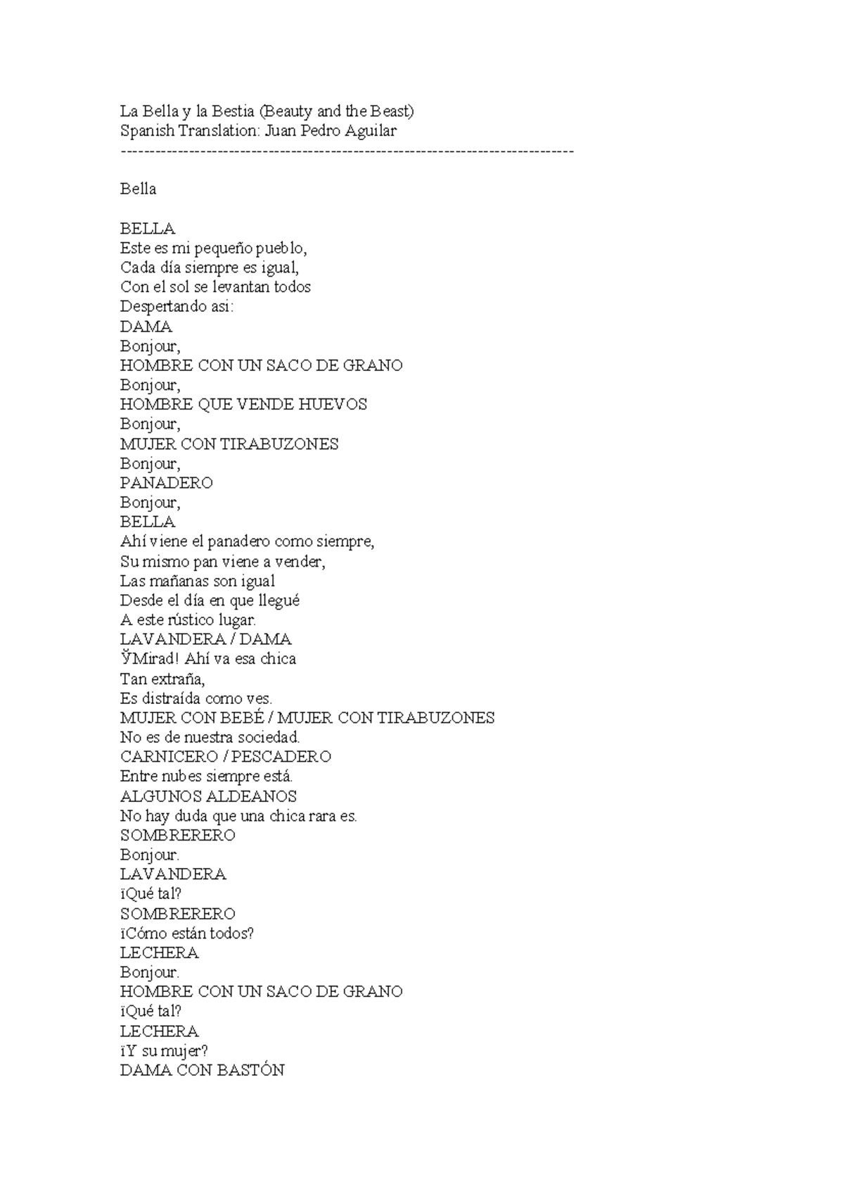 Bella Y Bestia Libreto - La Bella y la Bestia (Beauty and the Beast ...