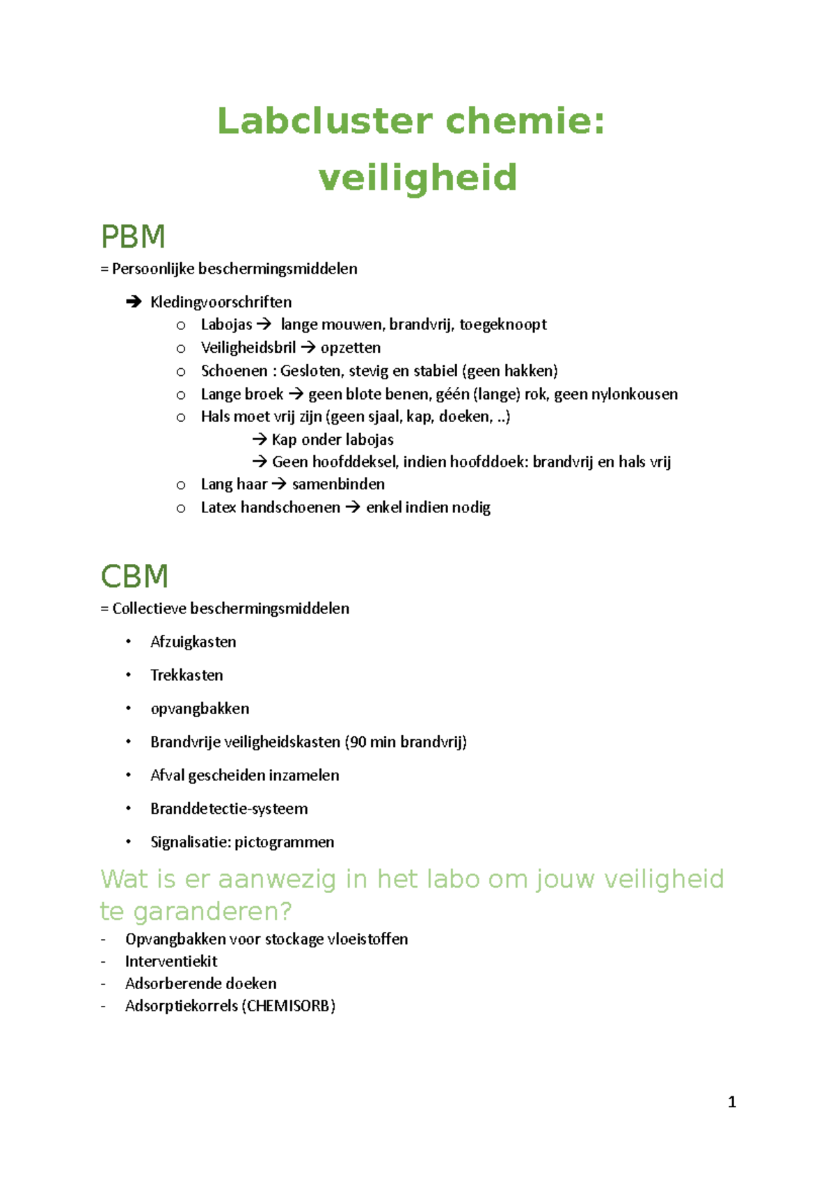 Labcluster chemie - Labcluster chemie: veiligheid PBM = Persoonlijke beschermingsmiddelen - Studocu