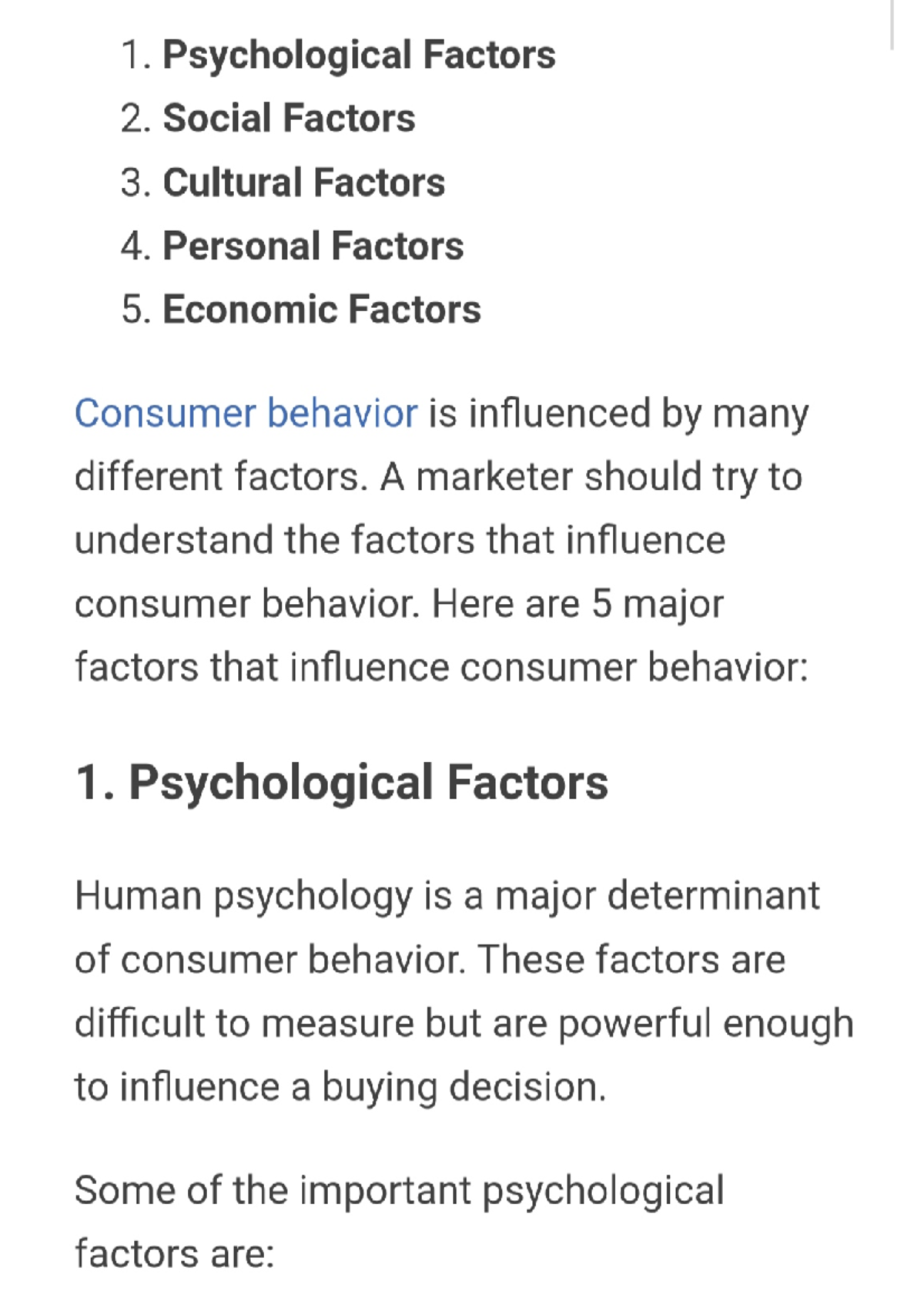 Psychology factor - It is lecture notes - Consumer Behaviour - Studocu