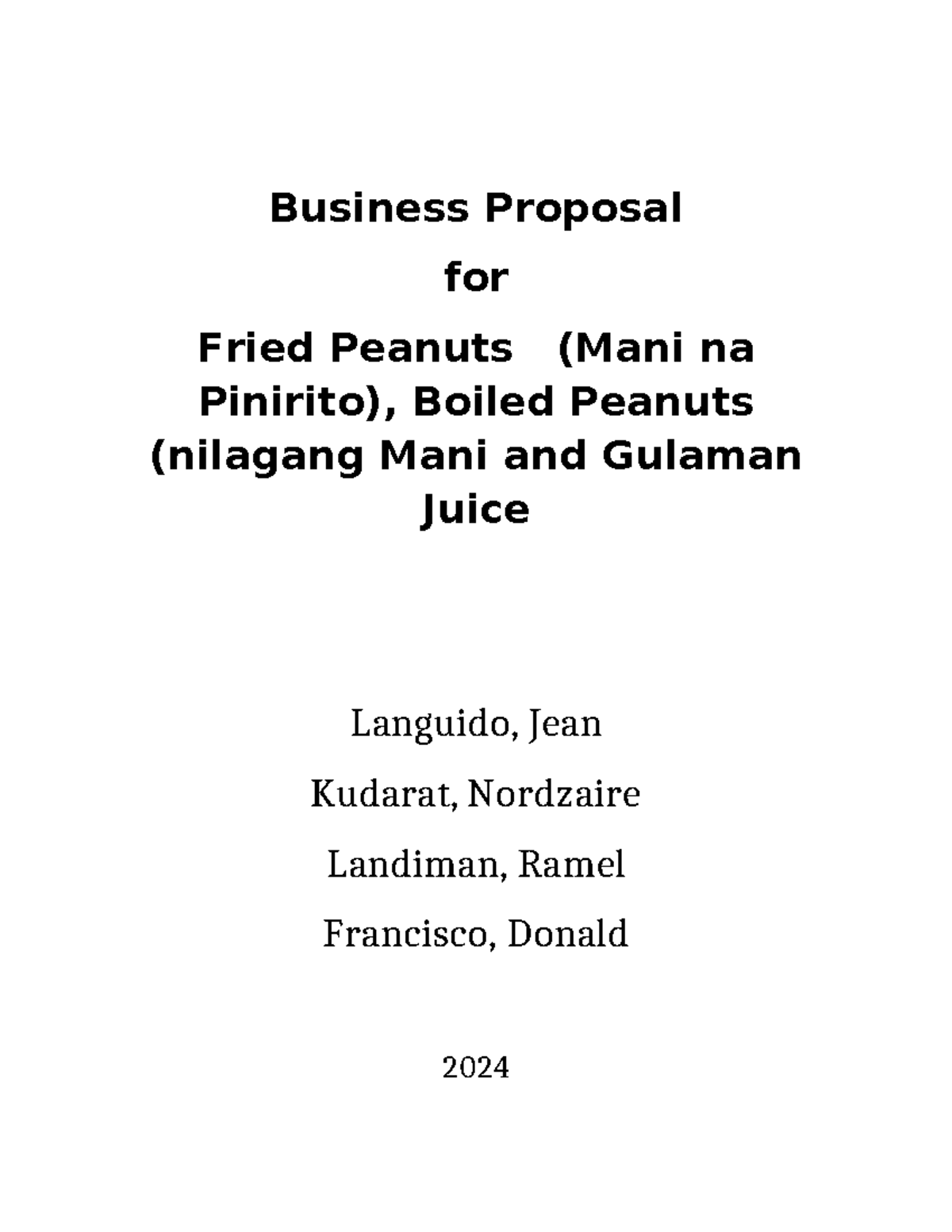 Business-Proposal mani - Business Proposal for Fried Peanuts (Mani na Pinirito), Boiled Peanuts ...