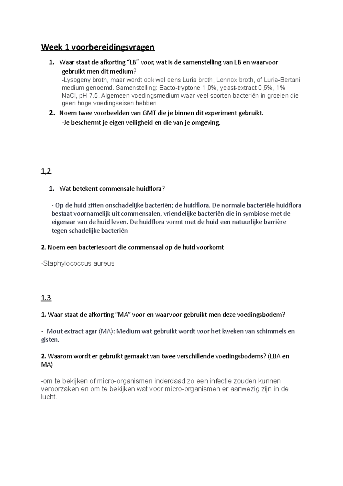 Week 1 voorbereindingsvragen praktijk - Week 1 voorbereidingsvragen ...