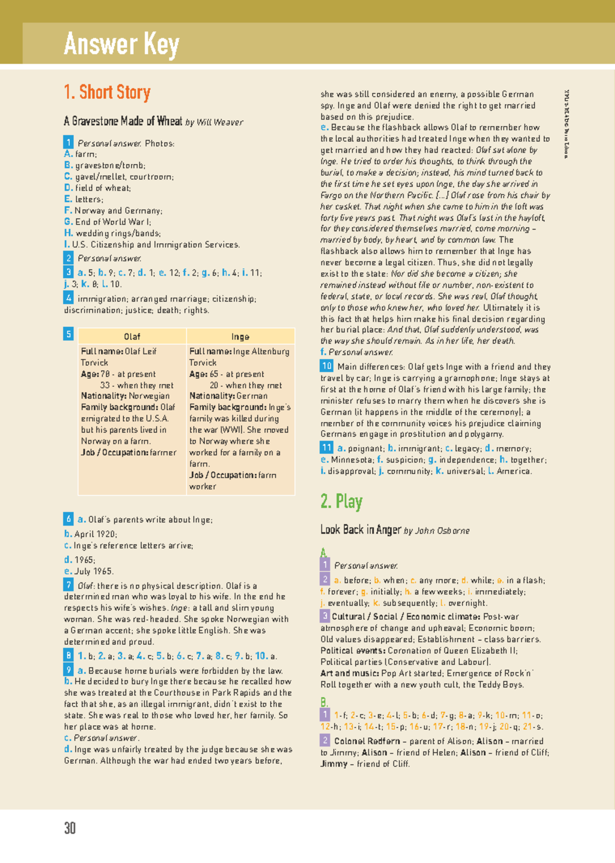 Answer KEY Extensive Reading - 1. Short Story A Gravestone Made of ...