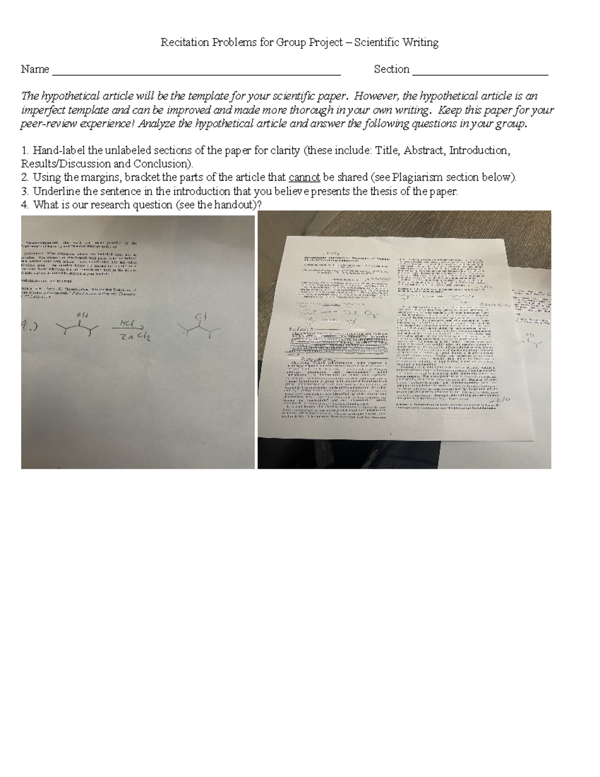 Recitation for Group Project 3-Scientific Writing - Recitation Problems for Group Project ...