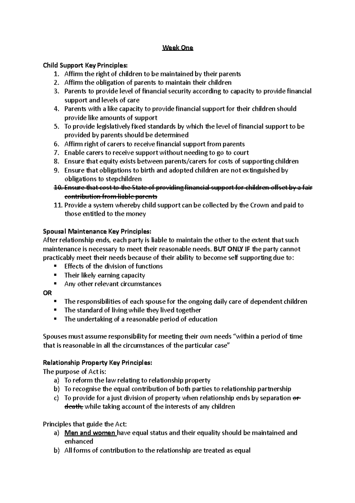 RP Notes - Week One Child Support Key Principles: 1. Affirm the right ...