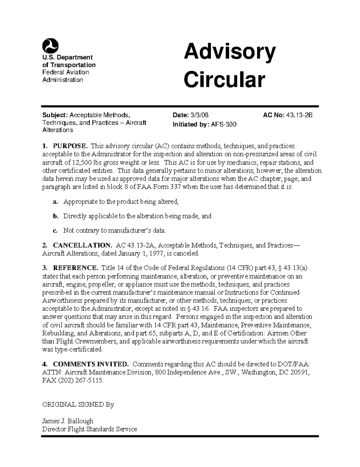 AC 43 - ac 43 13 - U. Department of Transportation Federal Aviation Administration Advisory ...