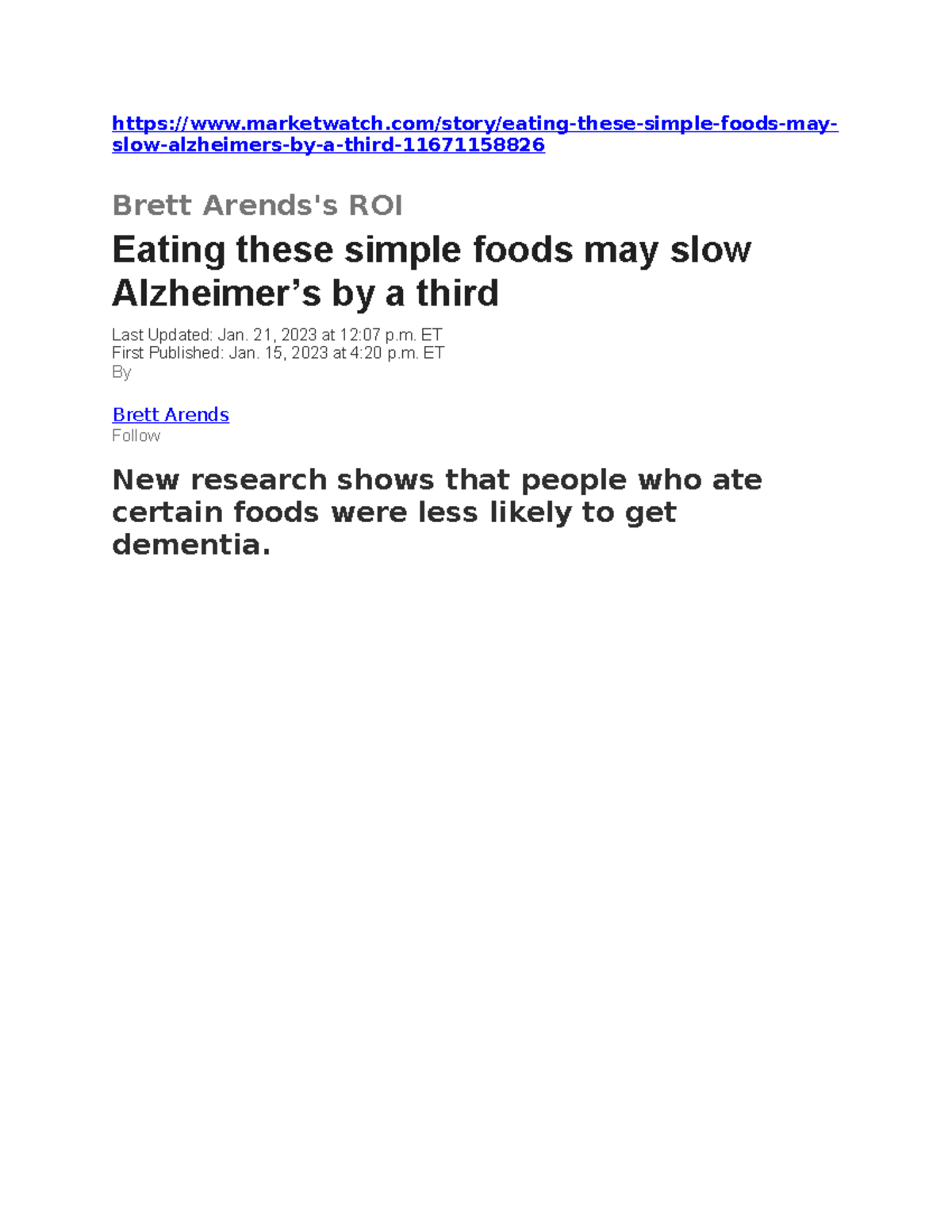 Article Quiz1 Question 1 - marketwatch/story/eating-these-simple-foods ...