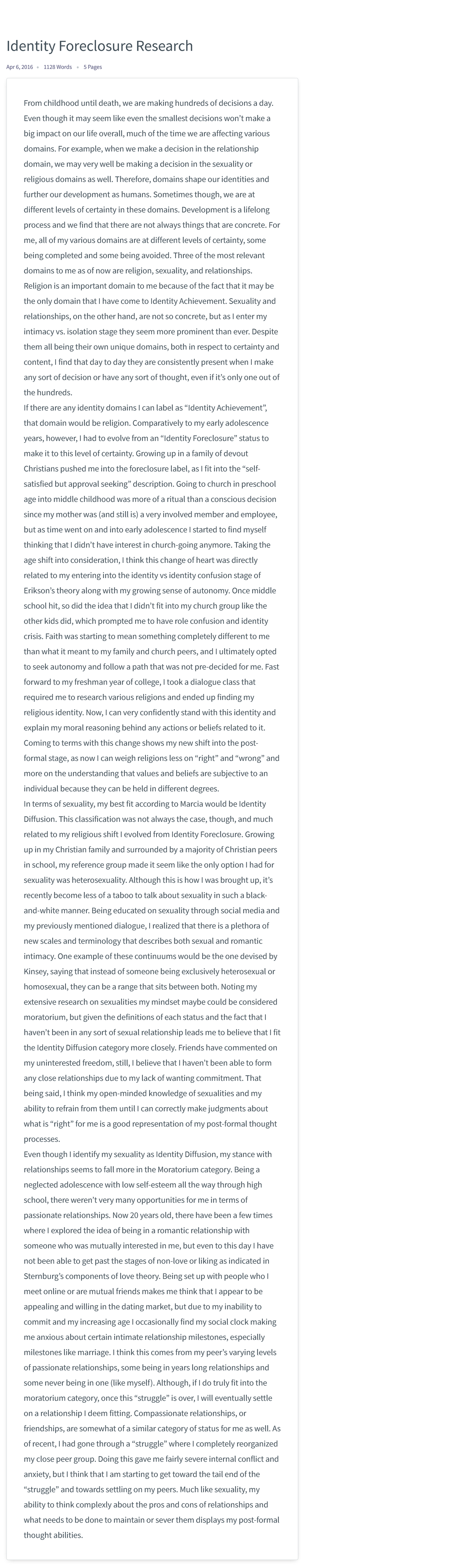 Inbound 3733447496931589221 - Apr 6, 2016 1128 Words 5 Pages Identity ...