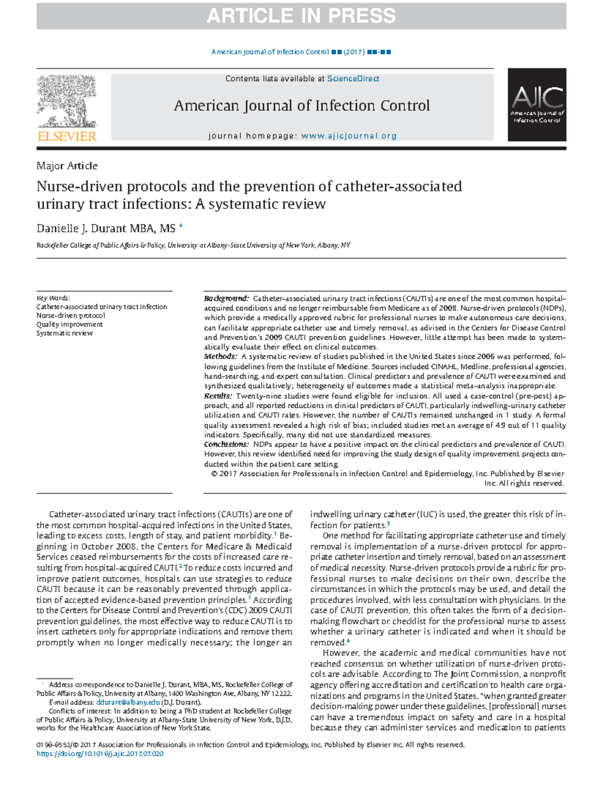 Nurse driven protocols prevention of catheter associated urinary tract ...