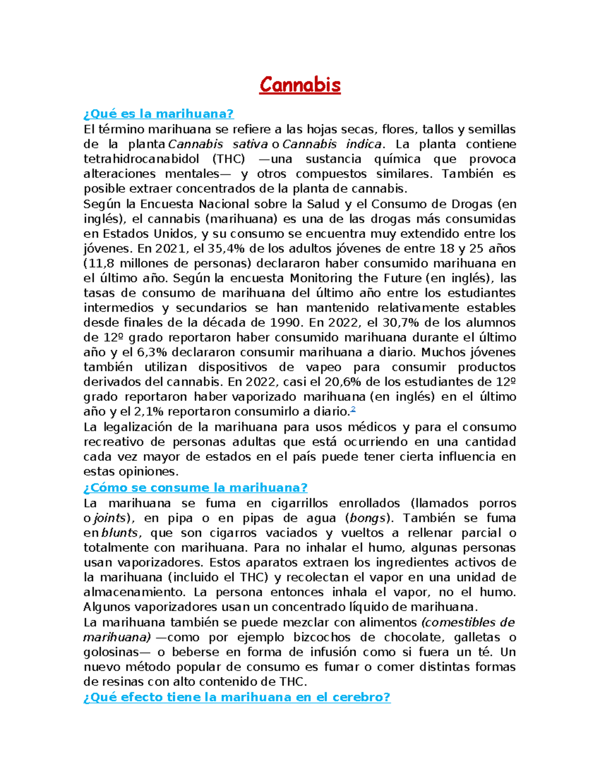 Cannabis - apuntes - Cannabis ¿Qué es la marihuana? El término ...