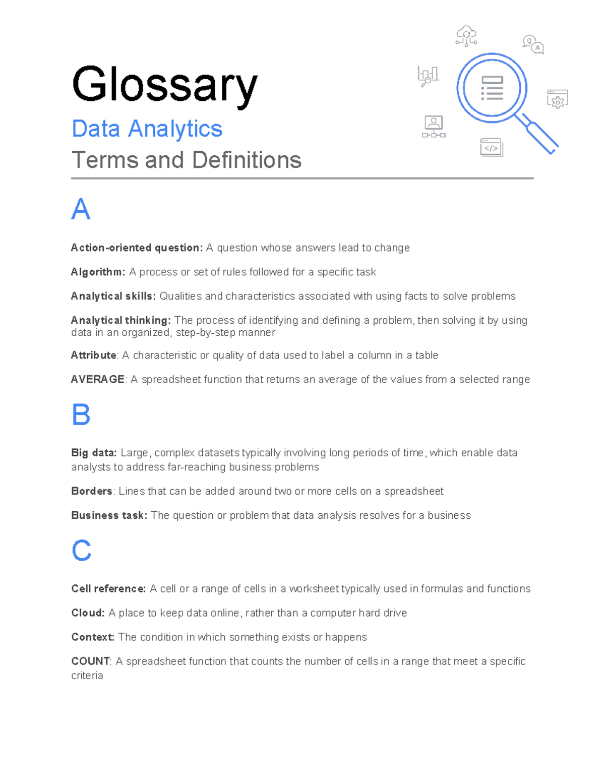 Course-2-glossary - Summary Foundations of Data Science - Glossary Data ...