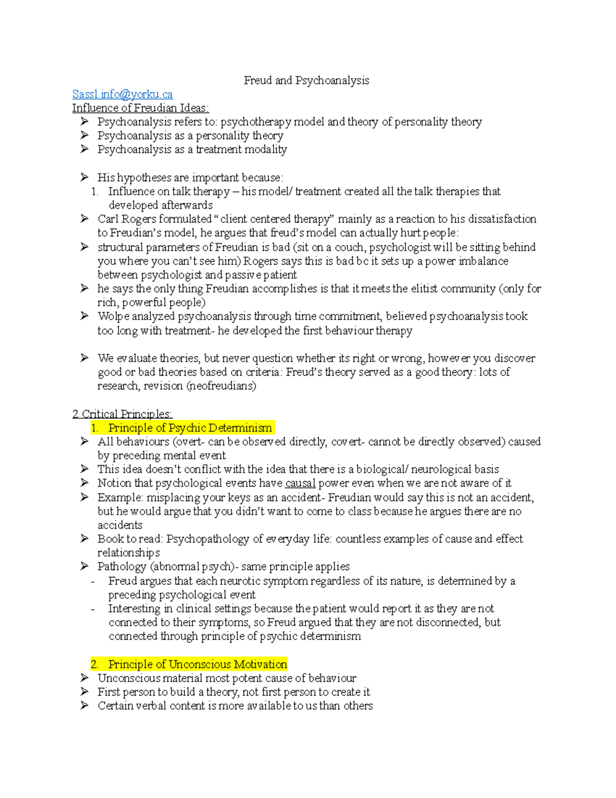 Personality lec 3 - Lecture notes 3 - Freud and Psychoanalysis ...