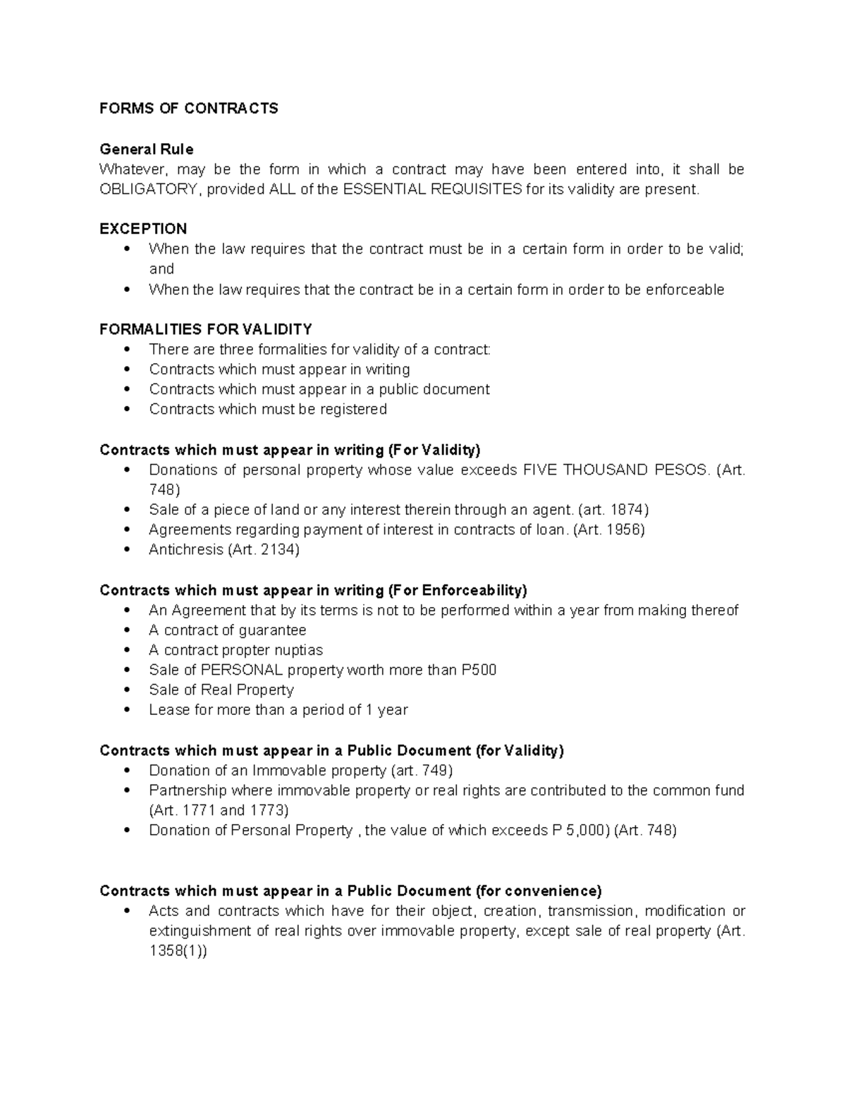 Forms-OF- Contracts - oblicon - FORMS OF CONTRACTS General Rule ...