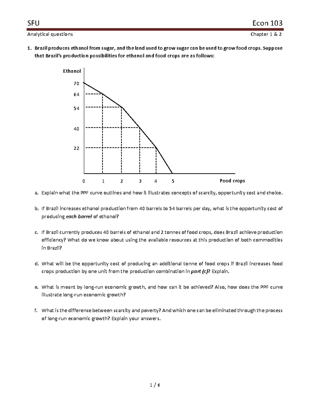Econ 103 practice problems chapter 1&2 - Analytical questions Chapter 1 ...