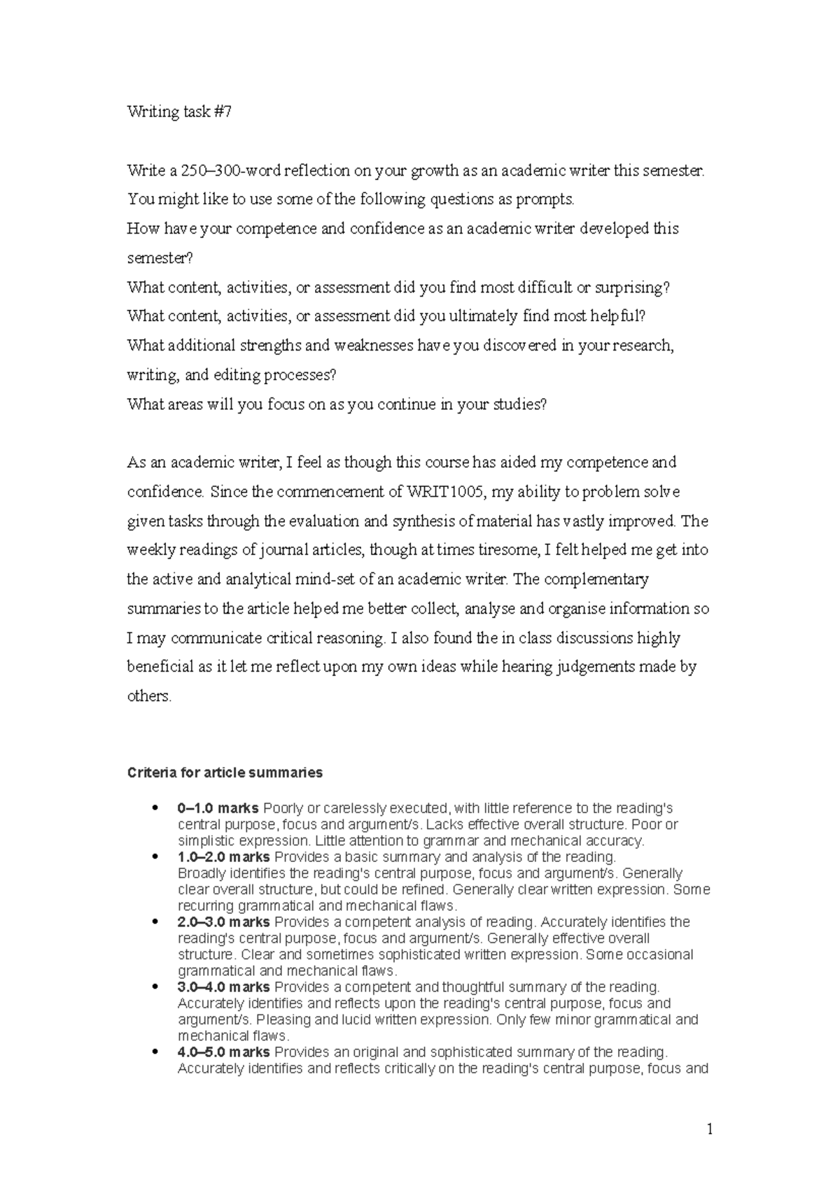WRIT1005 summary template - Writing task Write a 250–300-word ...