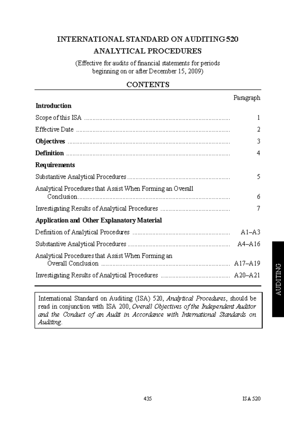 ISA 520Analytical Procedures - AUDITING INTERNATIONAL STANDARD ON ...