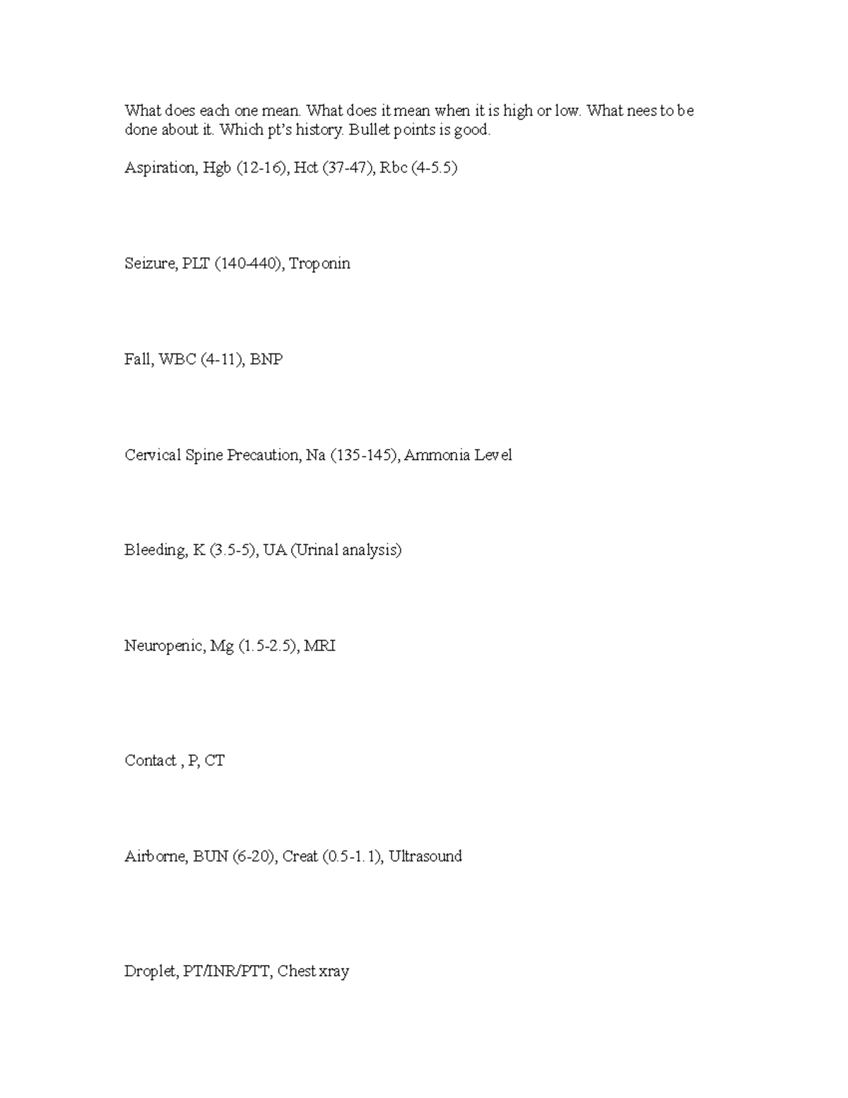 Handout - Clinical form - What does each one mean. What does it mean ...