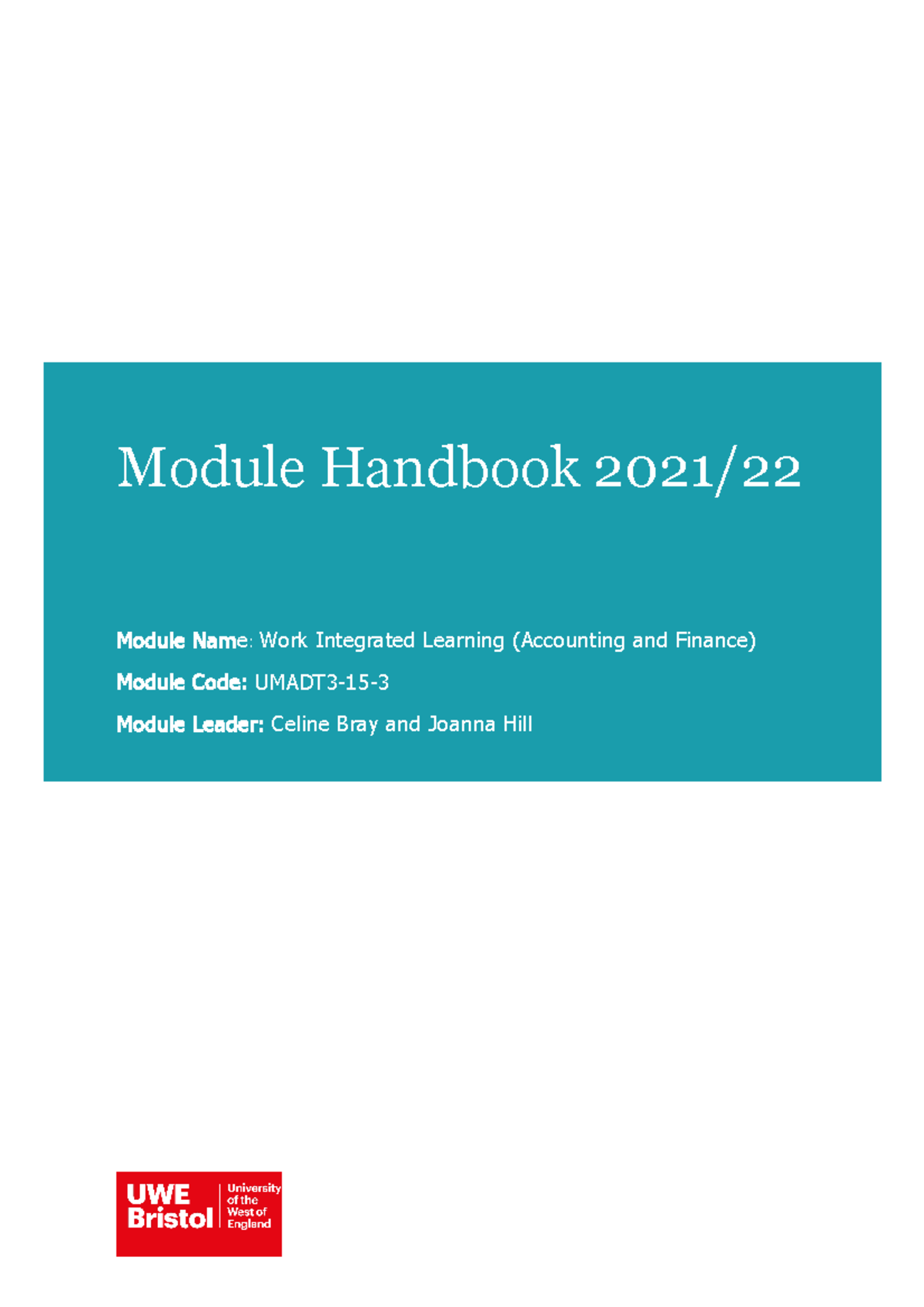 Module Handbook Umadt 3 (AF) 2021-22 (3) - Module Handbook 2021/ Module ...