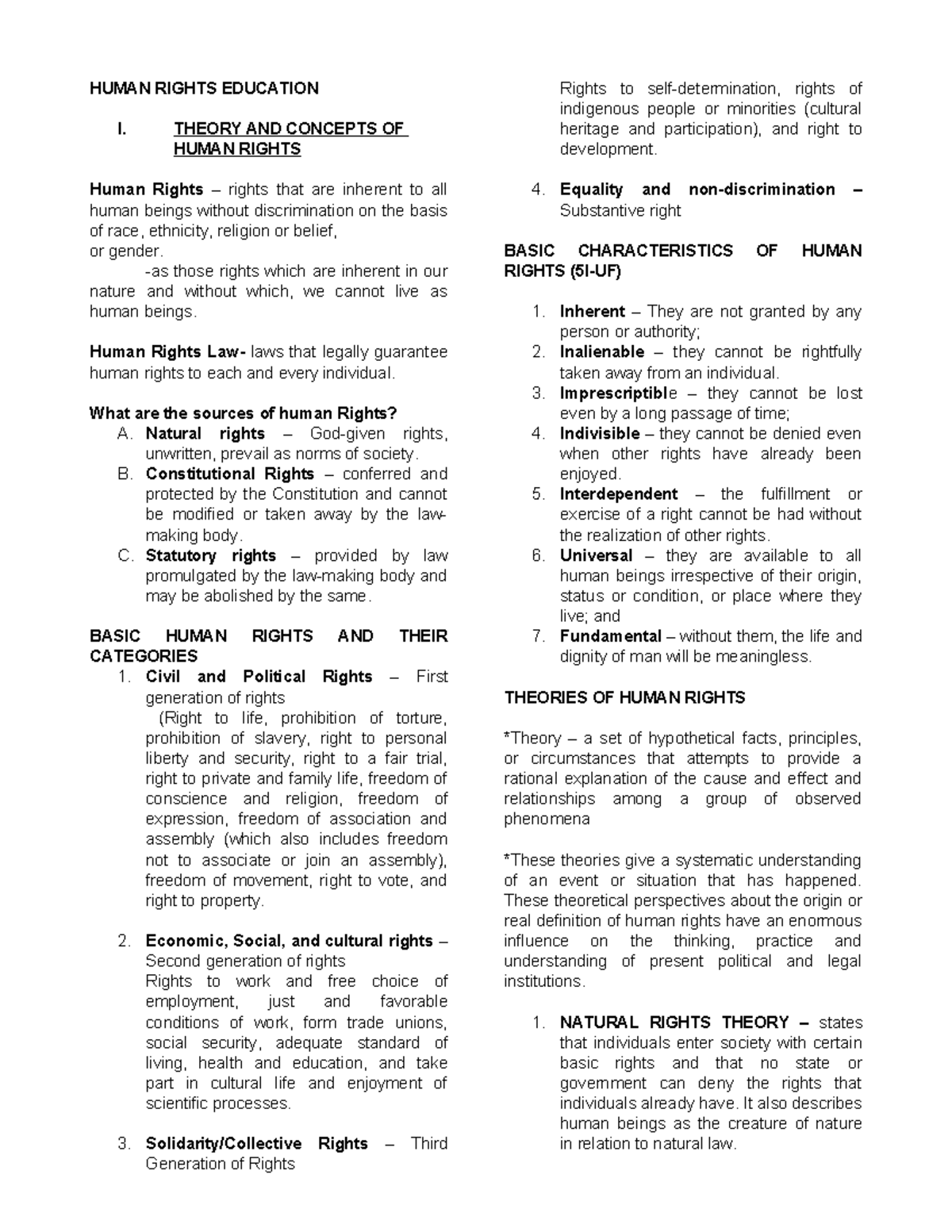Human Rights Education Module 1 - HUMAN RIGHTS EDUCATION I. THEORY AND ...