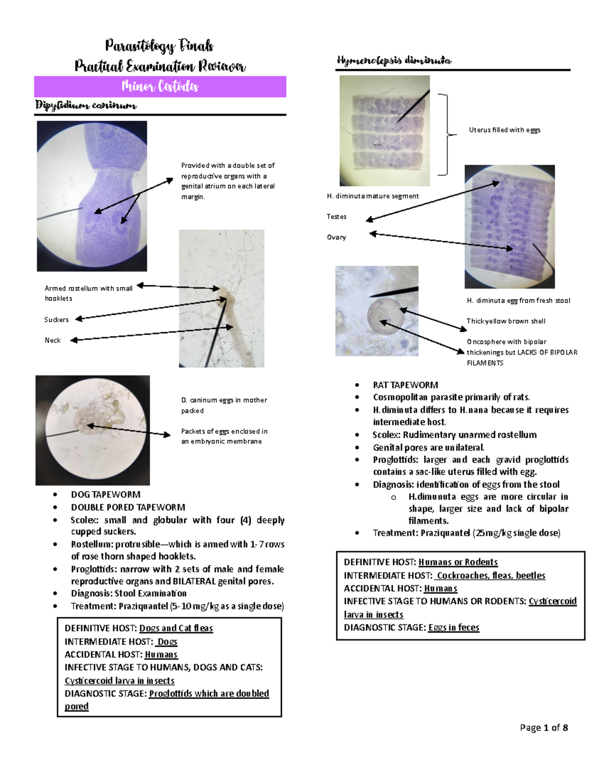 PARA LAB Reviewer - Hdhdhd - Parasitology Finals Practical Examination ...