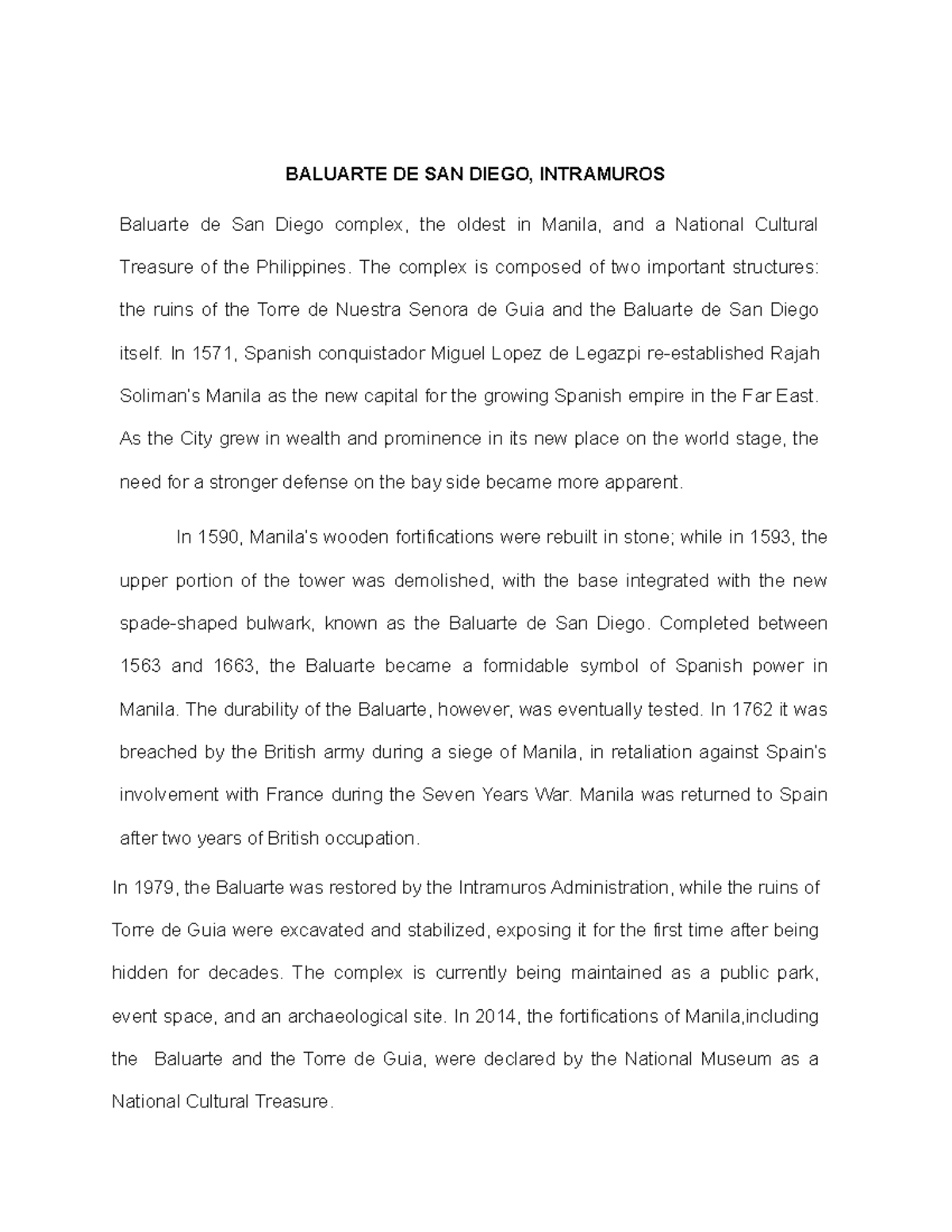 Baluarte de san diego, Intramuros Tourism planning - BALUARTE DE SAN ...