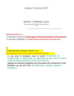 Metodo DI Studio Modulo 6 Eipass - Nel seguente foglio di lavoro di Excel, seleziona la colonna ...