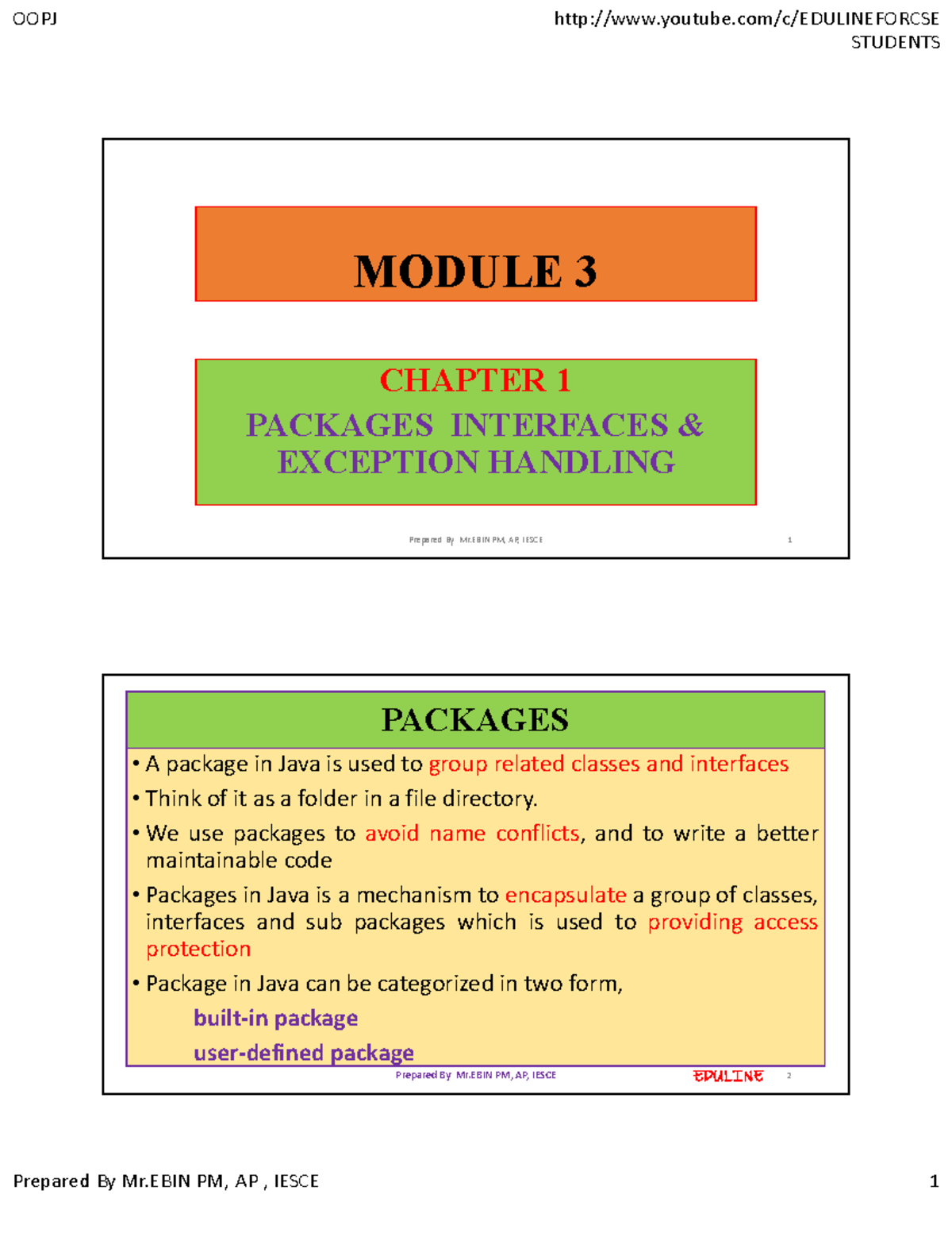 Oopj-module 3-note java for calicut university - STUDENTS MODULE 3 CHAPTER 1 PACKAGES INTERFACES ...