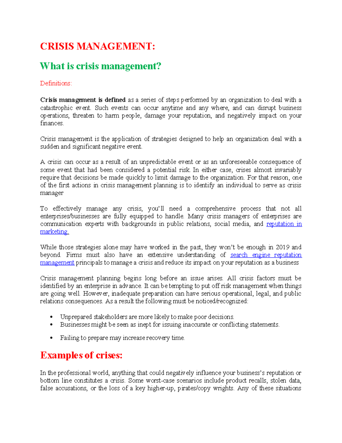 9- Crisis Management - CRISIS MANAGEMENT: What is crisis management ...