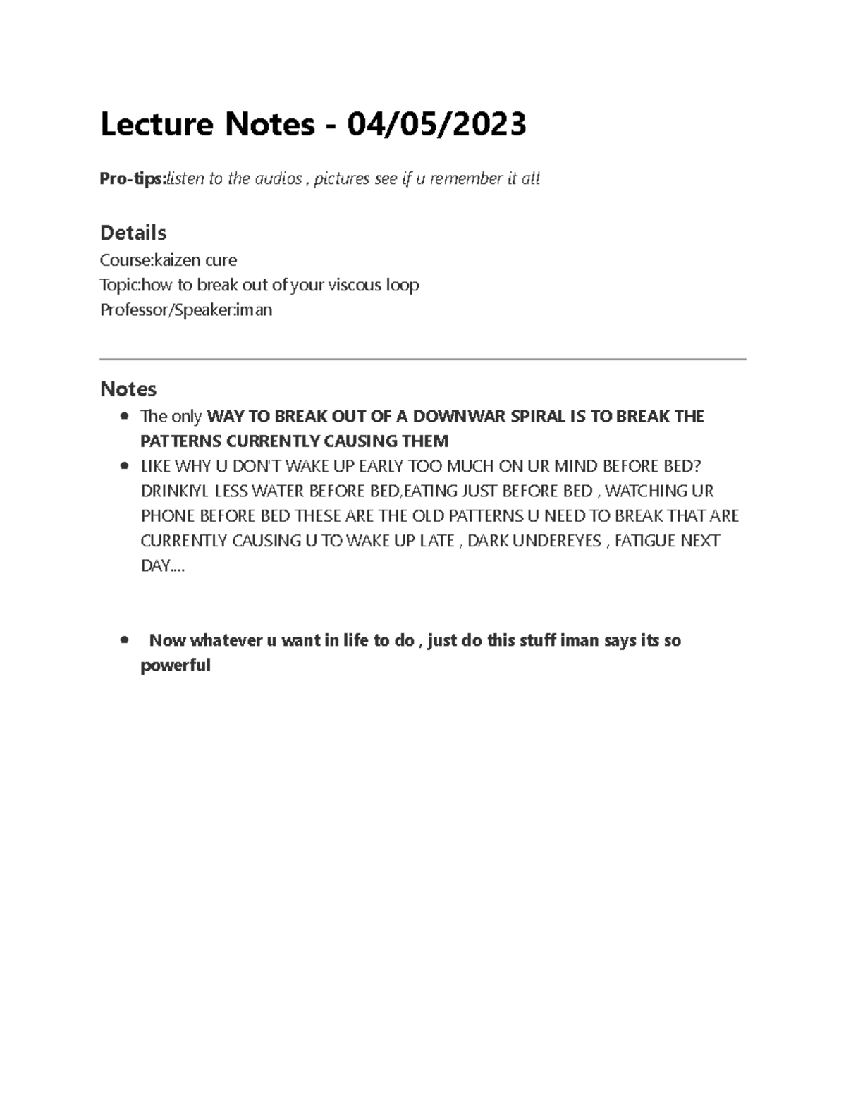 Lecture Notes - 04052023 - Lecture Notes - 04/05/ Pro-tips:listen to ...