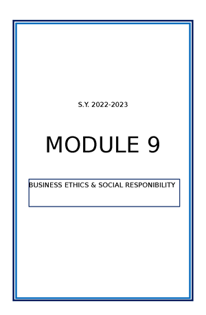 Business Ethics Social Responsibility 10 - S. 2022- MODULE 10 BUSINESS ...
