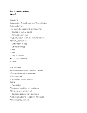 Pathophysiology Notes - Pathophysiology Notes Chapter 3 (Reading and ...
