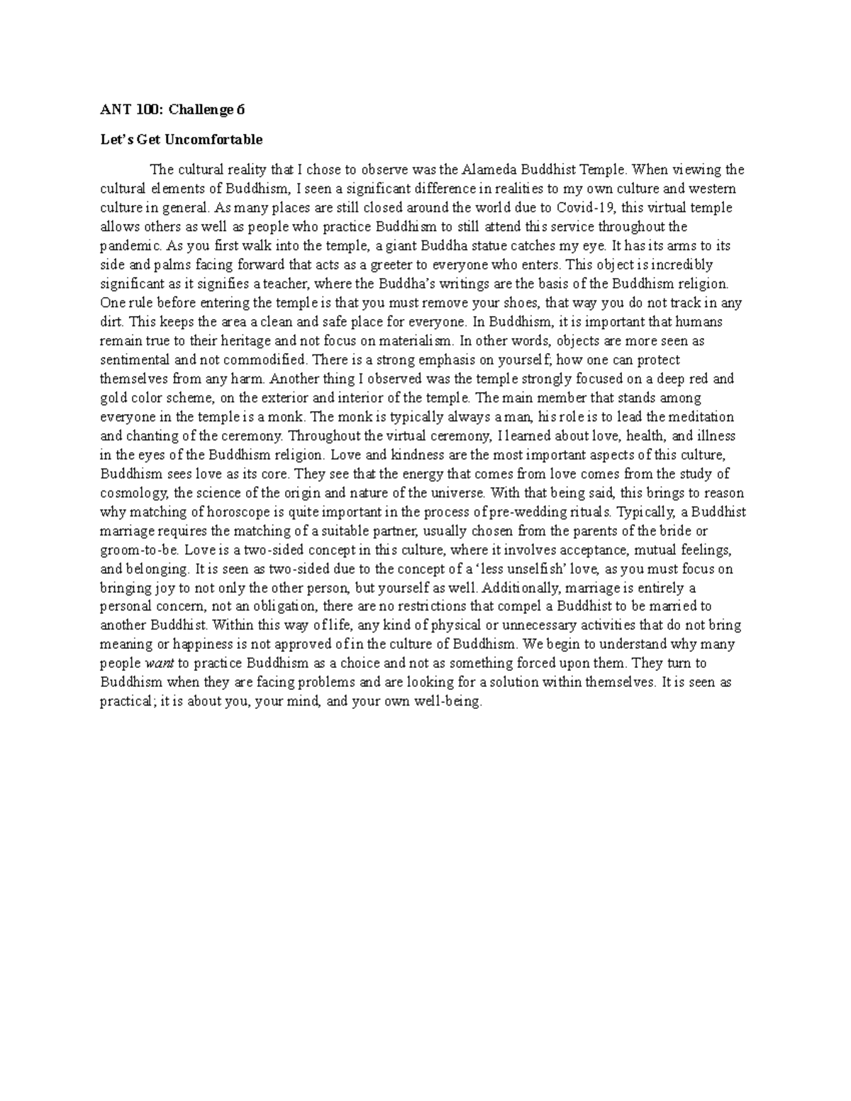 ANT100 Challenge 7 - ANT 100: Challenge 6 Let’s Get Uncomfortable The ...