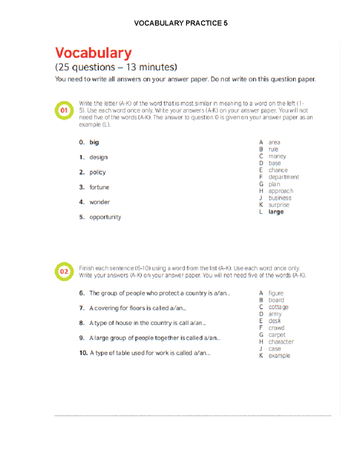 Vocab-Practice-5 - vocab - Academic English - VOCABULARY PRACTICE - Studocu