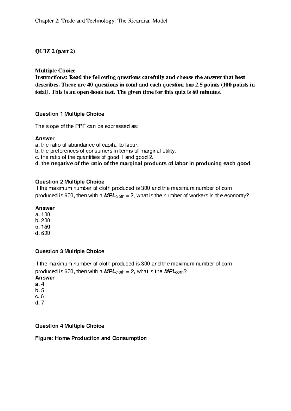 Solution of QUIZ 2 (part 2) - QUIZ 2 (part 2) Multiple Choice ...