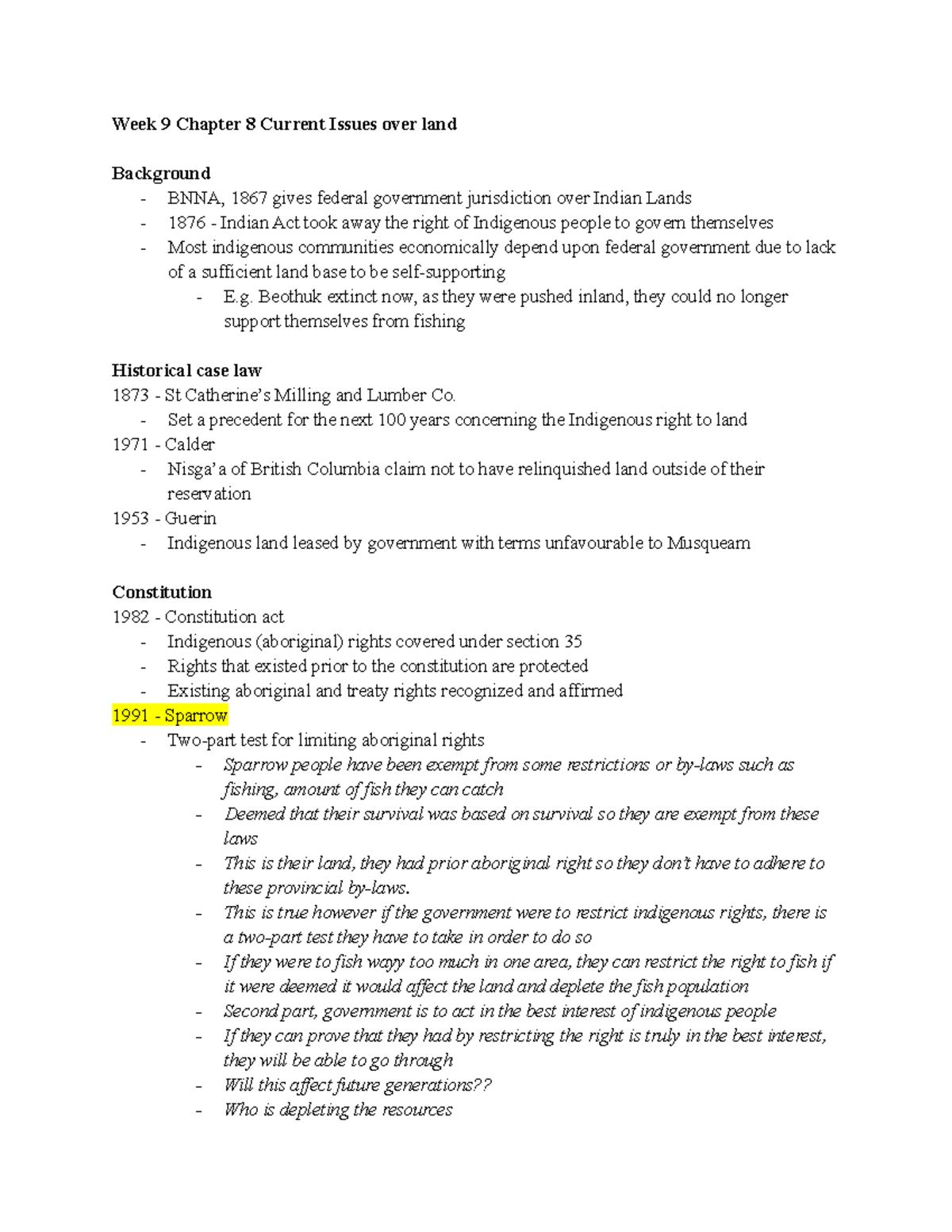 Chapter 8 - issues over land - Week 9 Chapter 8 Current Issues over ...