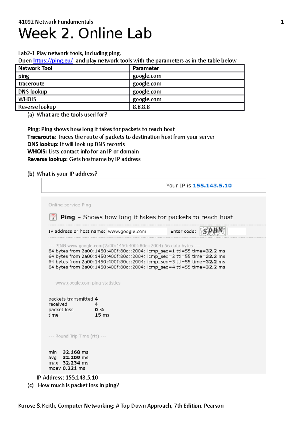 Week2 Lab Traceroute Xu Week 2 Online Lab Lab2 1 Play Network Tools Including Ping Open