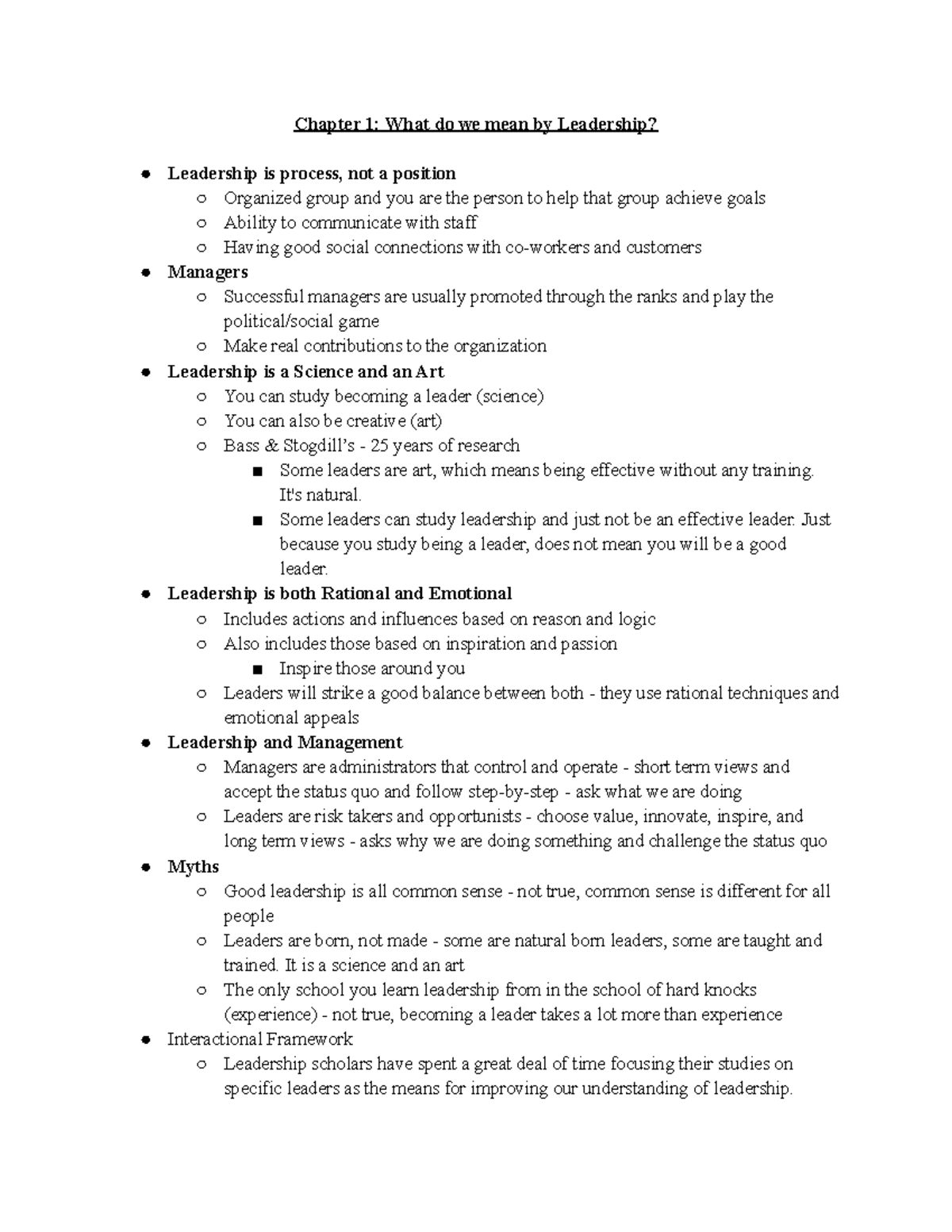 MGMT380-CH1 - Lecture notes 1 - Chapter 1: What do we mean by ...