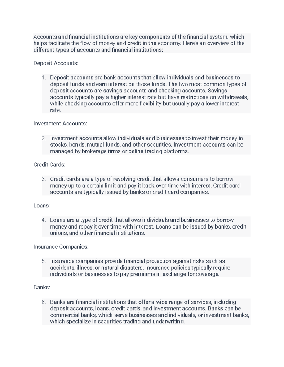 Accounts and financial institutions - Here's an overview of the ...