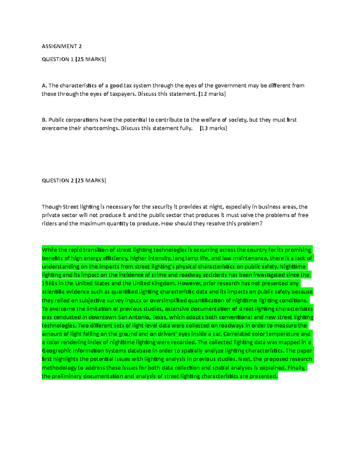 Assignment 2 - . Public corporations have the potential to contribute to the welfare of society ...
