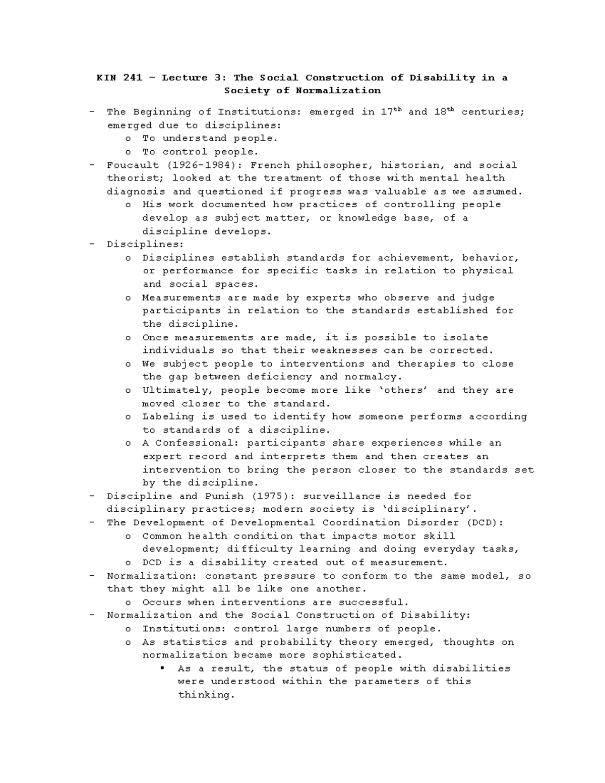 Lecture 3 - The Social Contruction of Disability in a Society of ...