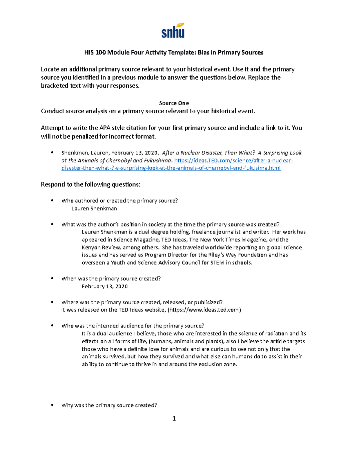 HIS 100 Module Four Activity 4-1 - Use it and the primary source you ...