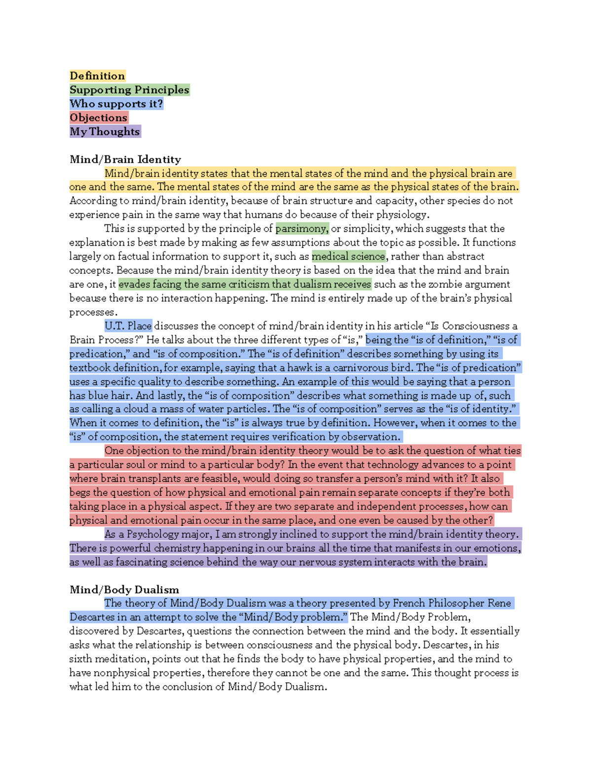 Mind Brain Identity, Mind Body Dualism - Definition Supporting ...