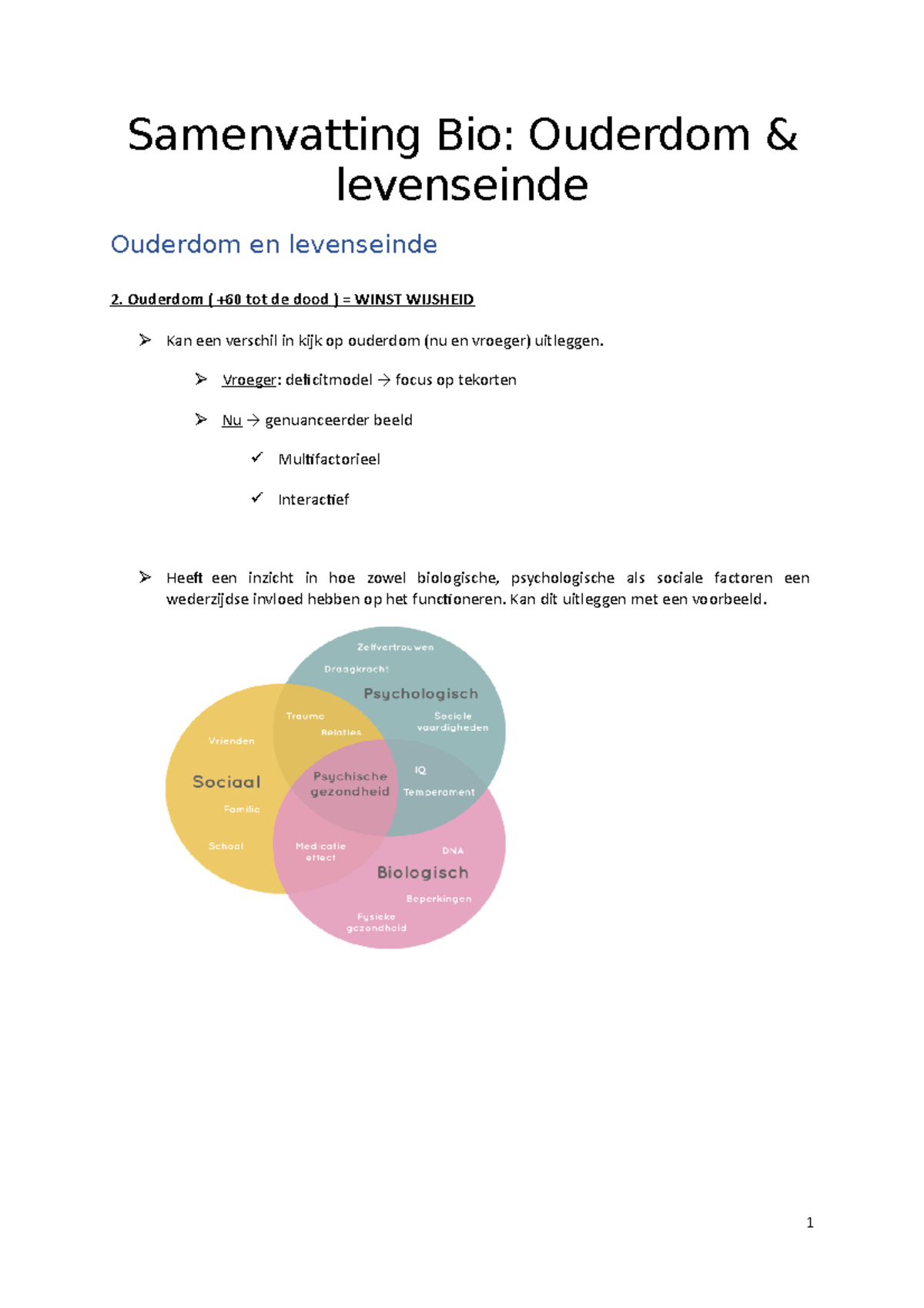 Ouderdom & levenseinde - Samenvatting Bio: Ouderdom & levenseinde ...