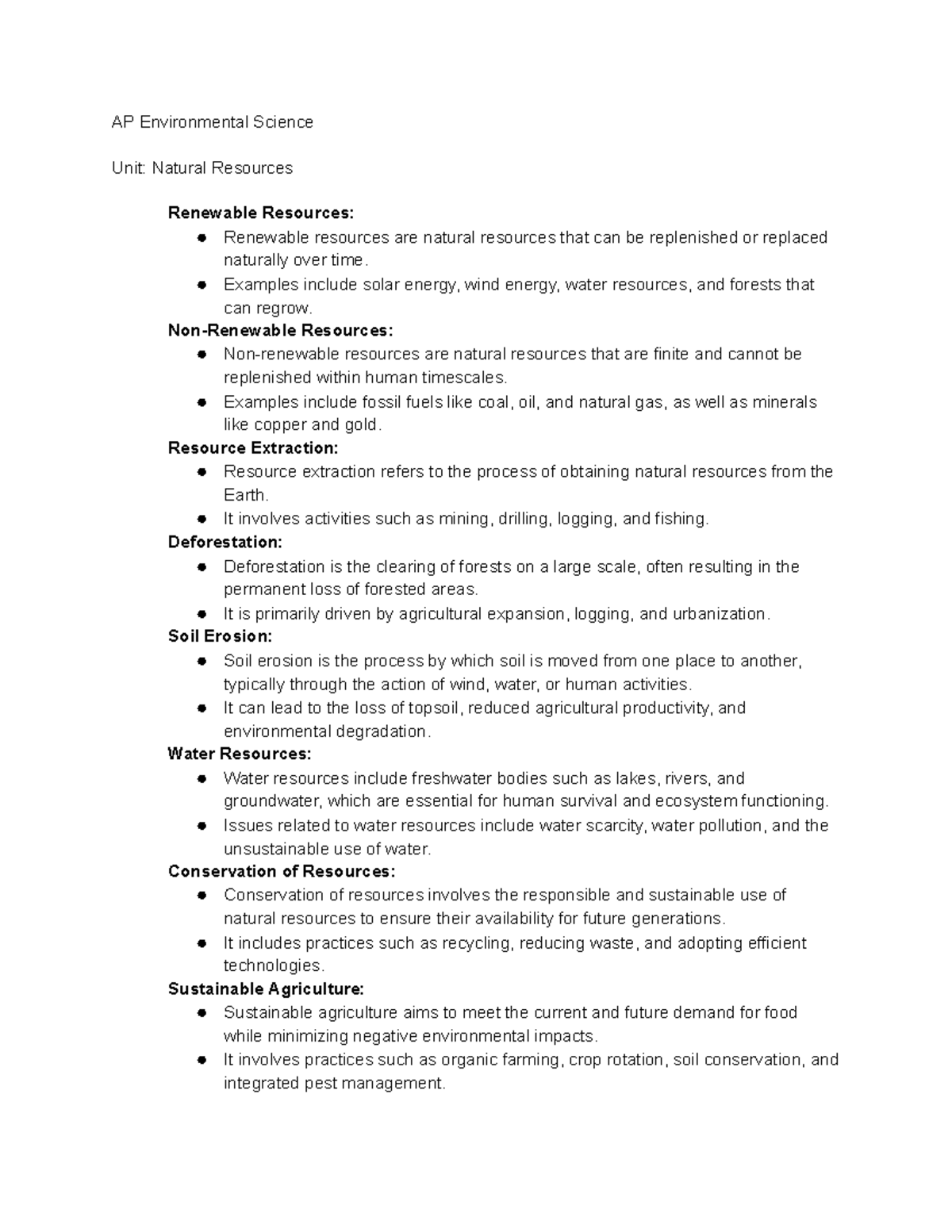 AP Environmental Science - Natural Resources - AP Environmental Science ...