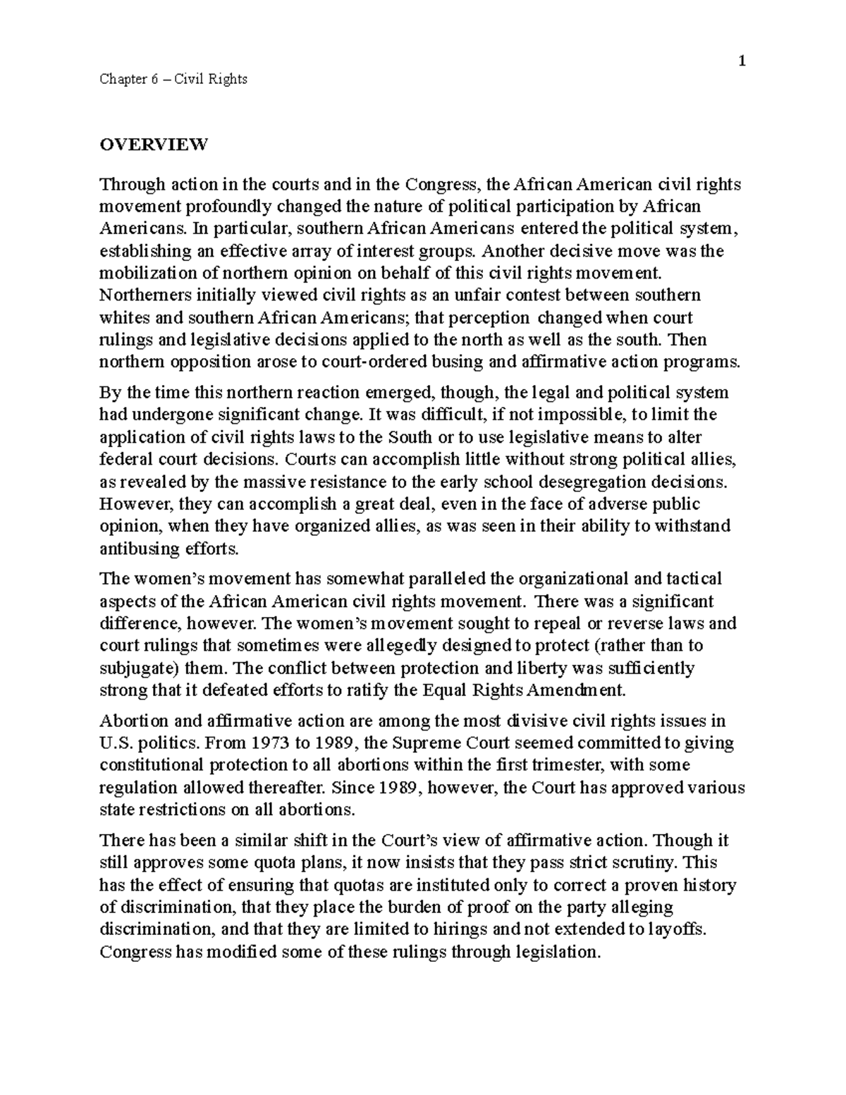 Chapter 6 – Civil Rights - Chapter 6 – Civil Rights OVERVIEW Through ...