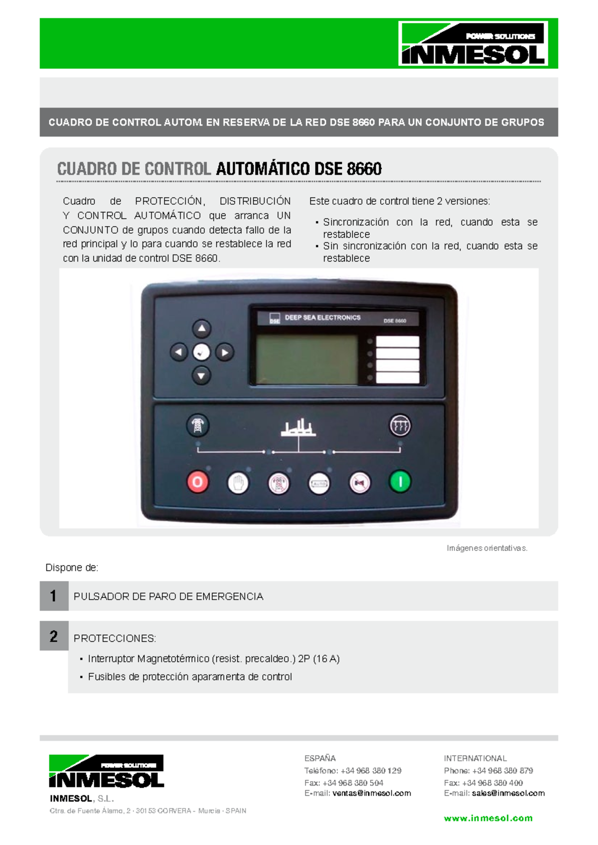 DSE-8660-paralelos - apuntes - INMESOL, S. Ctra. de Fuente Álamo, 2 ...