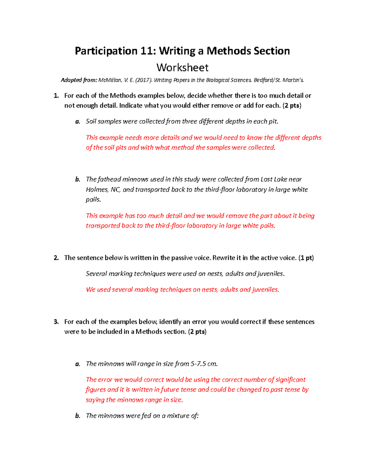 Biol 115 Lab Lecture Worksheet - Participation 11: Writing a Methods ...