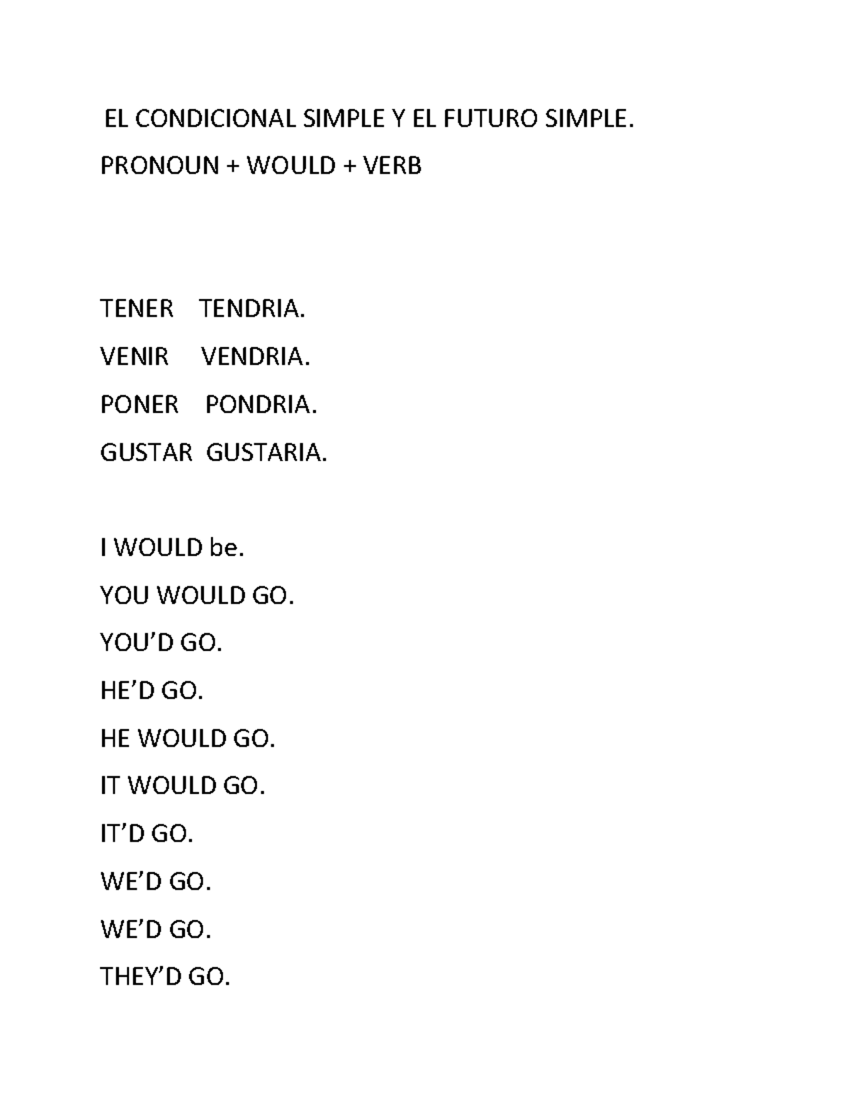 EL Condicional Simple Y EL Futuro Simple - EL CONDICIONAL SIMPLE Y EL ...