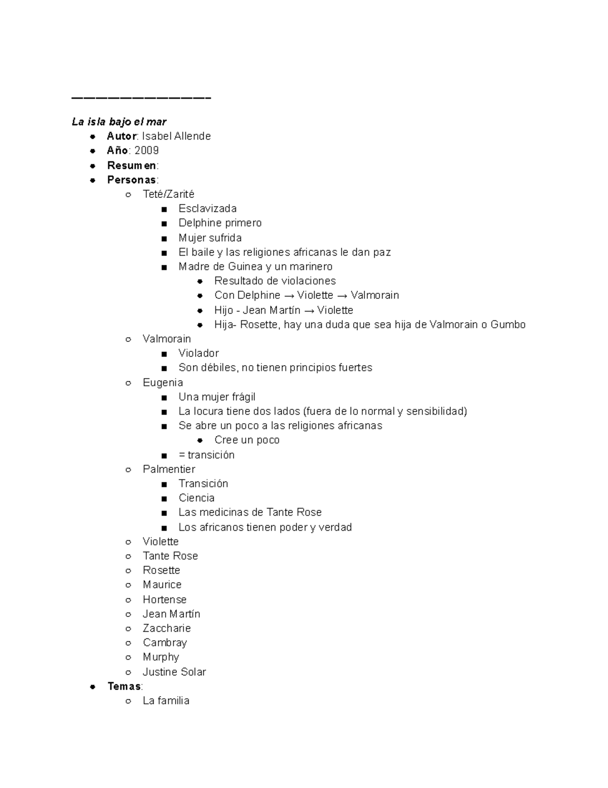 Span Post-Boom Study Guide - _______________________ La isla bajo el ...