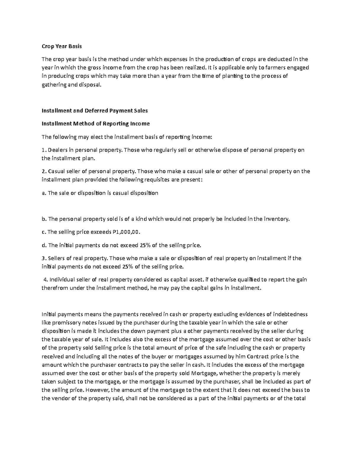 Crop Year Basis - Crop Year Basis The crop year basis is the method ...