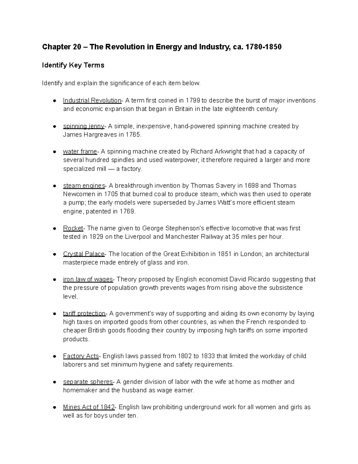 AP Euro-Ch 20 - Vocabulary and practice questions based on Chapter 20 ...